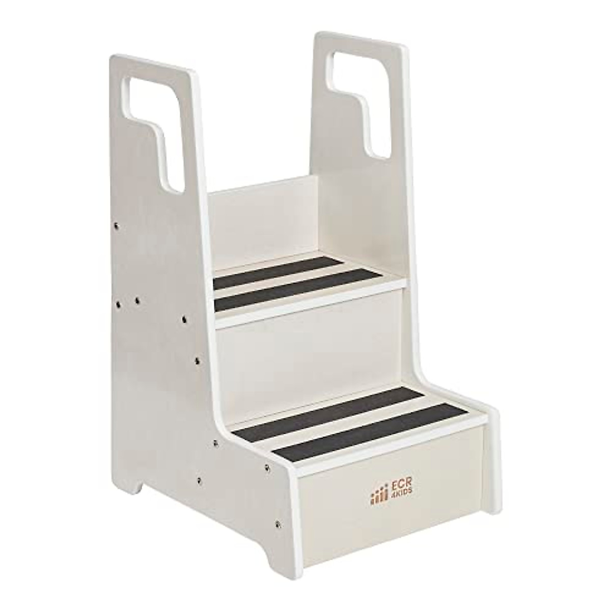 ECR4Kids Reach-Up Step Stool with Handles, Children's Furniture, White Wash