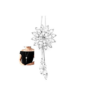 Cathercing Rhinestone Lotus Floral Pendant Long Necklace for Women Sweater Chain Statement Necklace Choker Adjustable Elegant Jewelry Accessories Dressy Collocation Winter Evening Party Wedding