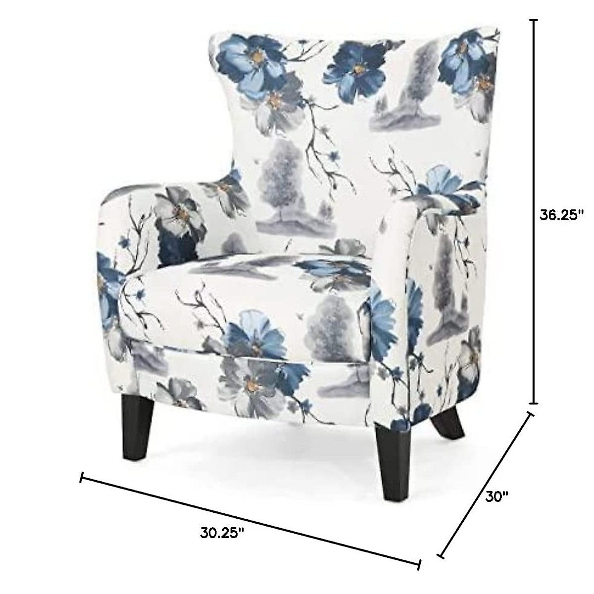 Christopher Knight Home Oliver Fabric Club Chair, Print, Dark Brown 30D x 30.25W x 36.25H in