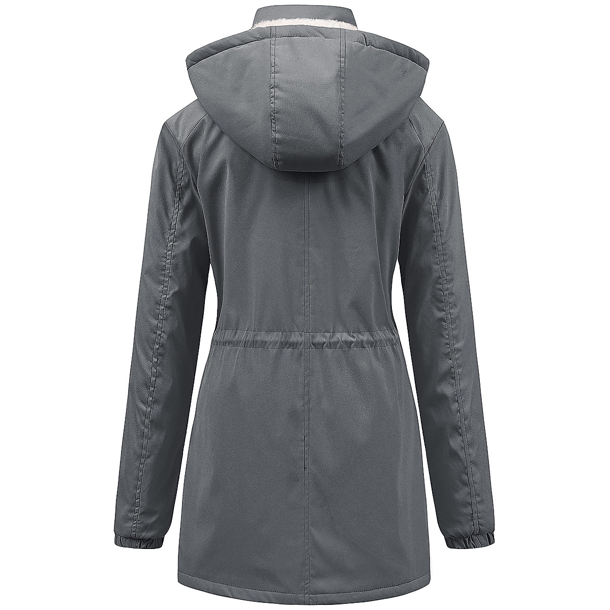 Chrisuno Ladies Winter Coats For Women Hooded Warm Down Alternative Outerwear Parka Jackets Grey XL