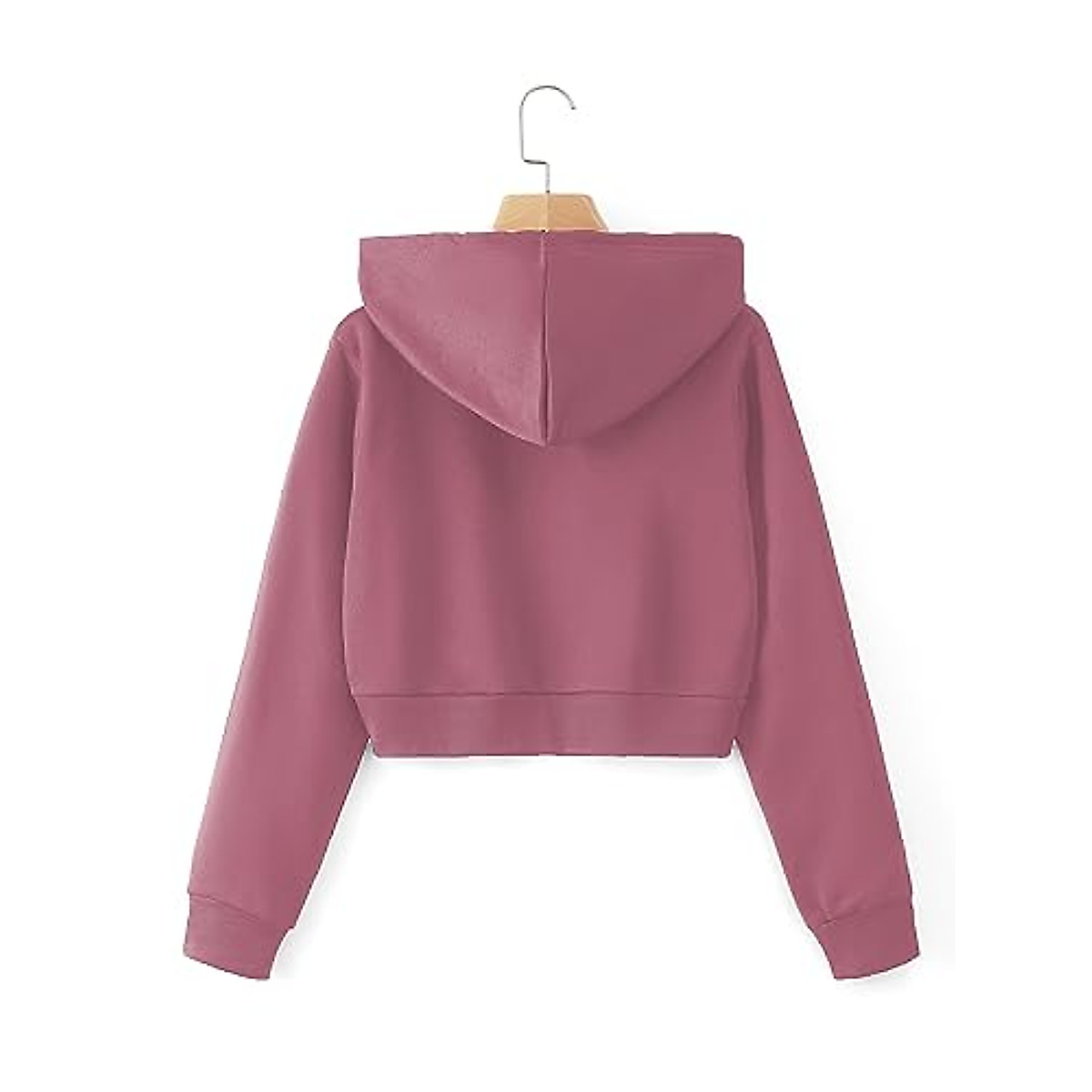 SweatyRocks Women's Long Sleeve Drawstring Full Zip Hooded Jacket Crop Sweatshirt Watermelon Pink M