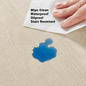 Newbridge Taupe Moire Wavy Solid Color Print Heavy Weight Vinyl Flannel Backed Tablecloth, Indoor/Outdoor Vinyl Tablecloth with Flannel Backing, 60” x 84” Oval