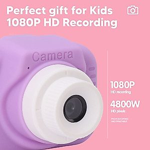 Camera, Digital Camera with 32G Card High Definition Dual Lens 1080P 8X Zoom USB Rechargeable for Girls (Purple)