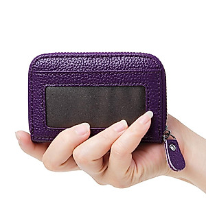 Women's RFID Blocking 12 Slots Credit Card Holder Leather Accordion Wallet,purple
