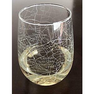 Stemless 17oz Wine Glass Urban City Map London United Kingdom