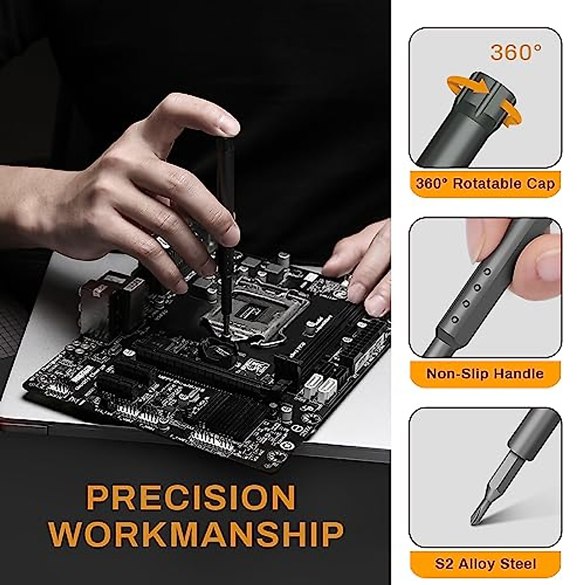 WINHUNT 48 in 1 Mini Precision Screwdriver Set, Small Screwdriver Torx Bit Set Magnetic, Eyeglass Repair Kit with Phillips Head, Small Screwdriver for Electronics/PC/Watch/Xbox