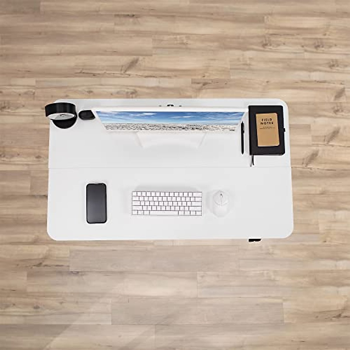 VIVO Electric Height Adjustable 40 x 24 inch Stand Up Desk, Complete Standing Workstation with 2 Button Controller, White 2 Part Top, White Frame, DESK-EP40TW