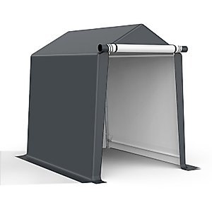 6x8FT Outdoor Storage Shelter Carport, Portable Shelter Heavy Duty Storage Shed Carport with Roll-up Zipper Door for Bike, Motorcycle, Garden Storage, Waterproof and UV Resistant, Gray