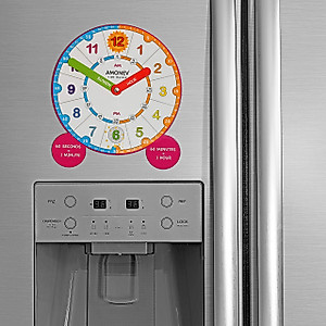 Amonev Time Teacher Magnet Clock, Teach Children to Instantly Read and say The time with This Hand held Teaching aid. Pre-School Kindergarten aid