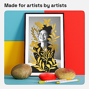 ARTISTRO 2 Gold Acrylic Paint Pens, Acrylic Paint Markers Dual Tip (Fine 1mm + Dot 5mm), Acrylic Markers for Fabric, Canvas, Rock, Glass, Wood, Paper, DYI, Paint Markers for Kids and Adults