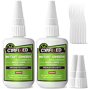 Strong Cyanoacrylate (CA) Super Glue by CYAFIXED - 4 Oz Value Pack -"All Purpose" Medium Viscosity Adhesive, Instant Bonding Glue for General Home Repair, Ceramics, Wood, Glass, Plastics and More