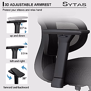 Sytas Ergonomic Home Office Chair, Desk Chair with Lumbar Support, 3D Armrest and Adjustable Headrest, Ergonomic Computer Chair High Back