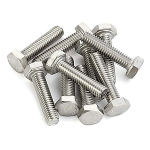 M8 x 25mm Hex Head Screw Bolts, Fully Threaded, Stainless Steel 18-8, Plain Finish, Quantity 25