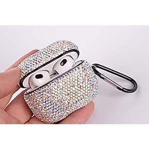 Sparkly Case Compatible with AirPods 3rd Generation with Keychain,Shockproof Protective Premium Bling Rhinestone Cover Skin for AirPods 3 Charging Case (AB not Pro)