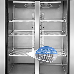 Aceland AF-48B Non-ETL 48"W Commercial Freezer 2 door 2 Section Stainless Steel Reach in Solid door Upright Fan Cooling Cooler for Restuarant, Bar, Shop, Residential 36 Cu.ft