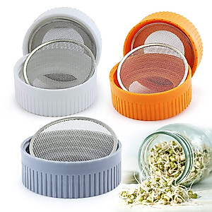 5 Pack Sprouting Lids for Wide Mouth Mason Jars, Plastic Sprout Lid, Bean Screen Sprouting Lids, Suit for Grow Bean Sprouts, Alfalfa, Salad Sprouts etc