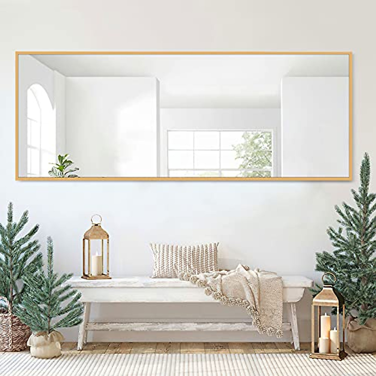 MIRUO 63"x20" Mirror Full Length Wall Mirror Floor & Full Length Mirrors for Wall Decor Living Room Wall-Mounted Mirrors Body Mirror Gold Mirror Large Mirror