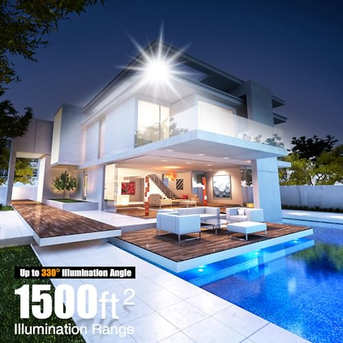 STASUN LED Flood Light Outdoor, 150W 13500lm Outdoor Lighting with 330° Lighting Angle, 5000K, 3 Adjustable Heads, IP66 Waterproof LED Exterior Security Area Lights for Yard, Stadium, Parking Lot