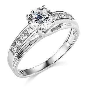 14k White Gold SOLID Wedding Engagement Ring - Size 8