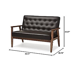Baxton Studio BBT8013-Brown Loveseat Love Seats, Brown