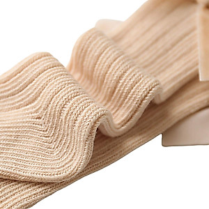 Merqwadd 4-Pack Baby Girls Knee High Socks Infants Toddlers Bow Knit Socks Cotton Tube Ruffled Stockings (Assorted 4pk,0-12 Months)