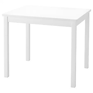 PJ Wood Children's Table for Creative Play, Puzzles and Games, Solid Rubberwood and Fiberboard Construction, Ideal for Ages 0-6 Years, White