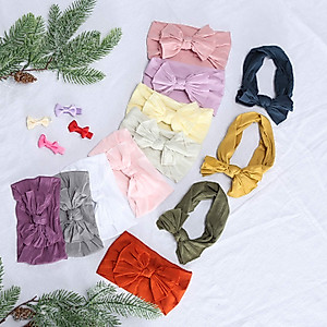 Makone Baby Girl Nylon Headbands, 18 PCS Baby Cotton Hair Accessories Hairbands Hair Bow Elastics for Newborn Infant Toddlers Kids Christmas Gifts