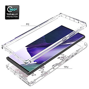 sidande Case for Galaxy Note 20 Ultra 5G, Samsung Note 20 Ultra Case, Full Body Shockproof Clear Floral Soft Flexible Phone Protective Armor Cover for Samsung Galaxy Note 20 Ultra (Rose Flower)