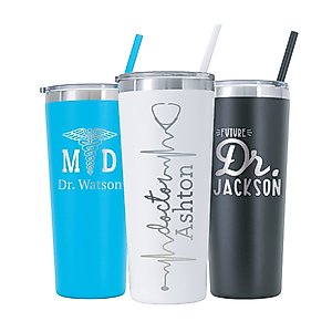 Personalized Doctor Laser Engraved 22 oz Tumbler with Straw, Future Doctor, Doctor MD, Doctor Gift for Men