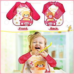 JaGely 12 Pcs Kids Art Smocks Toddler Smock Waterproof Painting Aprons Children Apron with Long Sleeve Washable Bib for Baby Eating (Classic)