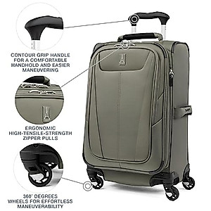Travelpro Maxlite 5 Softside Expandable Luggage with 4 Spinner Wheels, Lightweight Suitcase, Men and Women, Slate Green, Carry-On 21-Inch