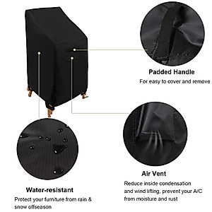 WOMACO Stackable Patio Chair Cover Waterproof Outdoor Stacking High Back Chair Cover Water Resistant Outside Furniture Tall Chair Protector (Stacking Chair - 27"Lx35"Wx41"H(2 Pack))