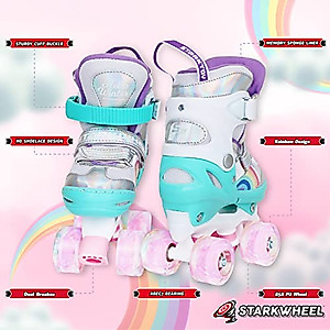STARKWHEEL Roller Skate Shoes for Kids - Adjustable Girl Rollerskates, EU Sizes 37-39 - Light Up Wheels Skates - Best Birthday Gifts for Girls and Boys Ages 3 4 5 6-12 Year Old