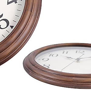 Vigorwise 14 Inch Wooden Wall Clock, Retro Wood Wall Clocks Battery Operated, Large Silent Sweep Movement Accurate Wall Clock for Living Room Bedroom Housewarming Present