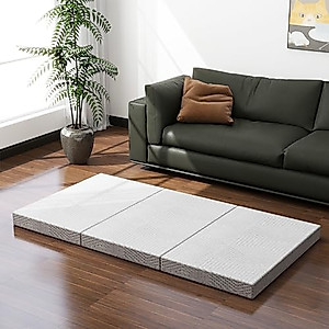 Folding Mattress Single Size with Storage Bag, 4 inch Trifold Mattress with Breathable & Washable Cover Portable Foldable Mattress for Traveling, Camping, Guests, 75" L x 35" W