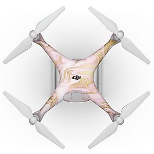 Design Skinz Design Skinz Rose Pink Marble & Digital Gold Frosted Foil V11 Full-Body Wrap Decal Skin-Kit Compatible with The Drone DJI Phantom 4