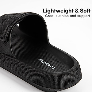 LongBay Comfy Cloud Cushion Slides for Women and Men | Soft Thick Sole EVA Sandals with Adjustable Strap | Non Slip Shower Slippers