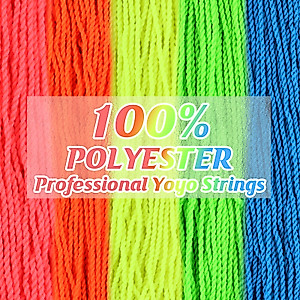 Professional Yoyo Strings Pack of 50, Soft 100% Polyester Yoyos String for Responsive and Unresponsive Yoyos , Blue, Green, Pink,Yellow, Orange Color