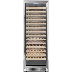 Summit Appliance SWC1926B 24" Wide Single Zone Wine Cellar For Built-In or Freestanding Use with Glass Door with Stainless Steel Trim, Digital Thermostat, Wooden Shelving and Factory-Installed Lock