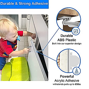 Upgraded Version 12 Pack Child Proofing Cabinet Locks White,Baby Safety Latches with Strong Adhesive,Baby Proof Latch Lock for Kitchen Cabinets Cupboards Drawers Doors Locks,No Drilling