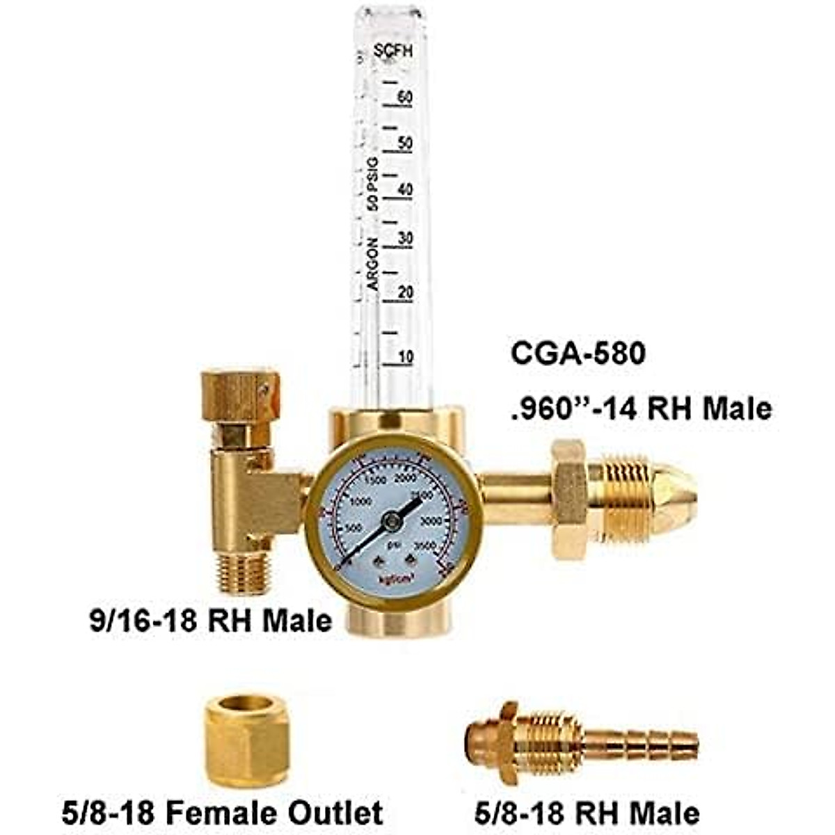 8MILELAKE Argon CO2 Mig Tig Flow Meter Regulator Welding Flowmeter CGA580 Inlet Connection Gas Welder
