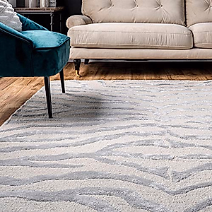 nuLOOM Hand Tufted Plush Zebra Accent Rug, 3x5, Gray