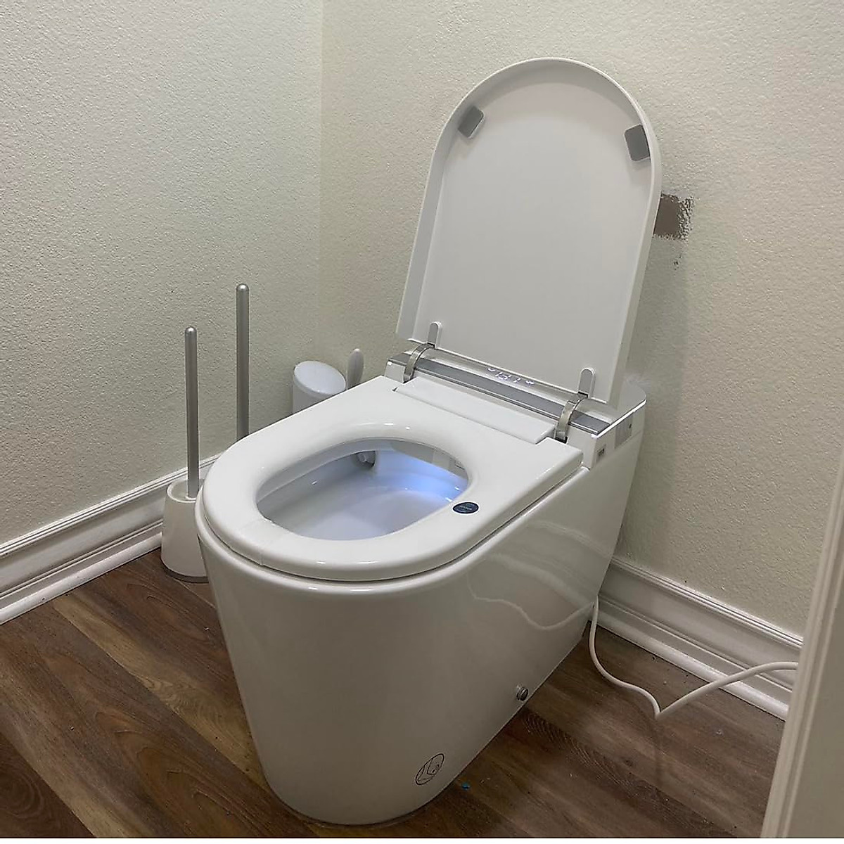 MiroroTankless Smart Toilet with Built-In Bidet, Heated Seat, Warm Water and Dry, with Foot Sensor and Temperature Display, Auto Flush, Auto Open & Close Lid, Wireless Remote Control