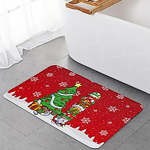 Libaoge Kitchen Mat Rug Set of 2 Christmas Gnome Xmas Tree Snowflake Red Runner Rug Anti-Fatigue Comfort Memory Foam Standing Mat Non-Slip Floor Door Mat for Bathroom Bedroom 20x32in+20x63in