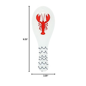 Pavilion - Lobster - Glass 9.25" Spoon Rest Waterfront Lake Boat Beach Ocean Seaside Kitchen Decor