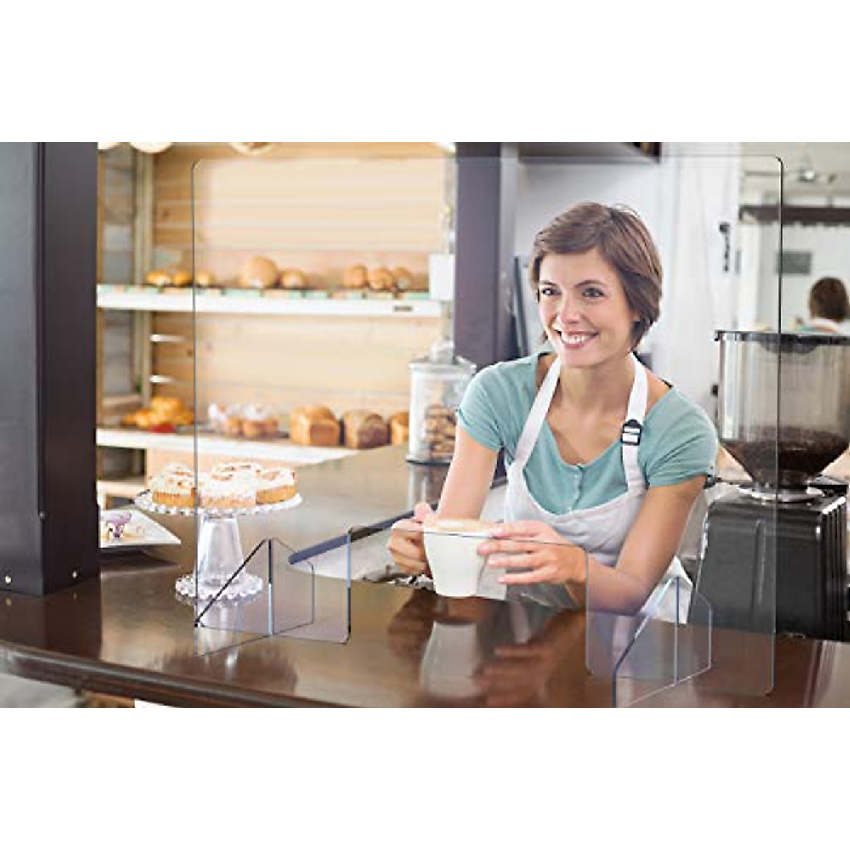 Sneeze Guard For Counter Desk - Plexiglass Plastic Shield Barrier For Counter - Plexi Glass Screen Desk Protector - Clear Acrylic Face Shields For Germ Protection Cashier Office Partition Splash Guard