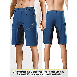 ARSUXEO Mens Bike Shorts,Cycling Shorts,Mountain Bike Shorts MTB Shorts Loose Fit with Moisture-Wicking Waistband Dark Blue Size Medium