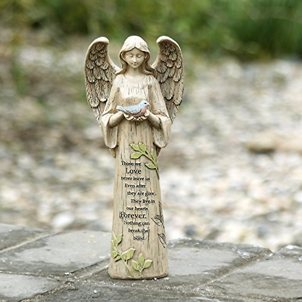 Ivy Home Memorial Angel Figurine Garden Angel Statues with Bird Garden Statuary Decoration for Garden, Yard, Patio