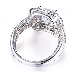 Mozume 3ct luxury Cushion Solitaire Cubic Zirconia Engagement Ring Anniversary Wedding Halo 925 Sterling Silver (8)