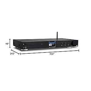 Ocean Digital WiFi Internet Component Radio Tuner (430 mm) WR10 FM/ Ethernet Bluetooth Receiver 2.4" Color Display with Digital Output to Connect Hi-Fi System -Black